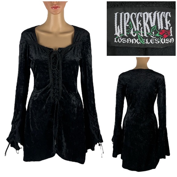 Lip Service | Tops | Lip Service Womens Medium Top Velvet Hi Lo Lace Up ...